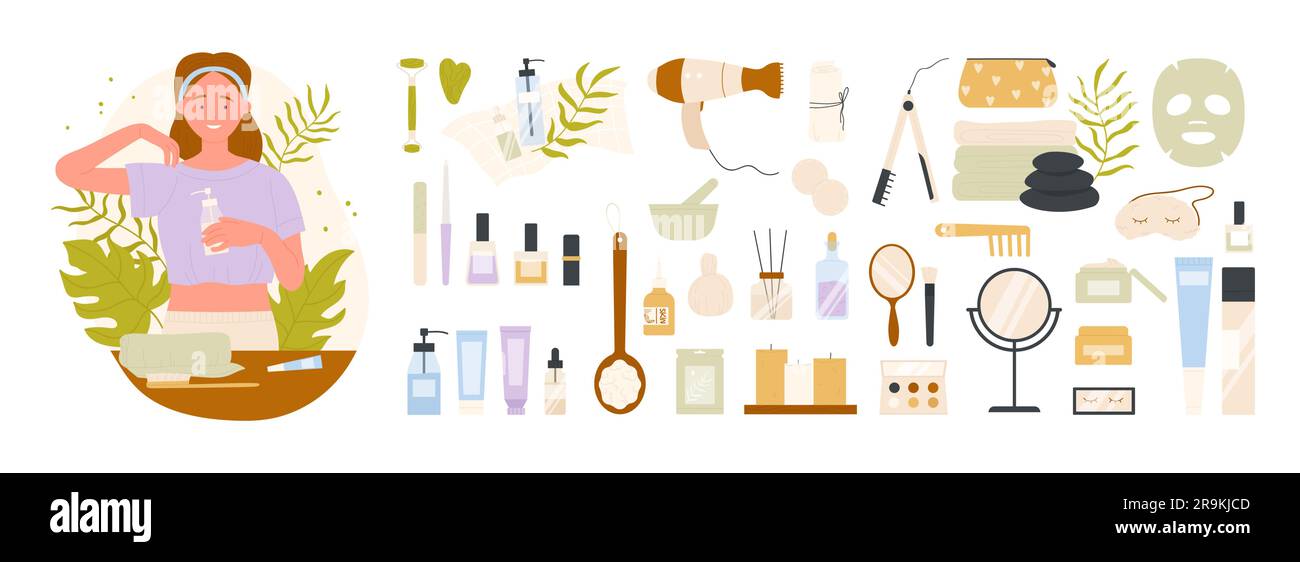 Eco friendly personal care, hygiene products and tools set vector ...