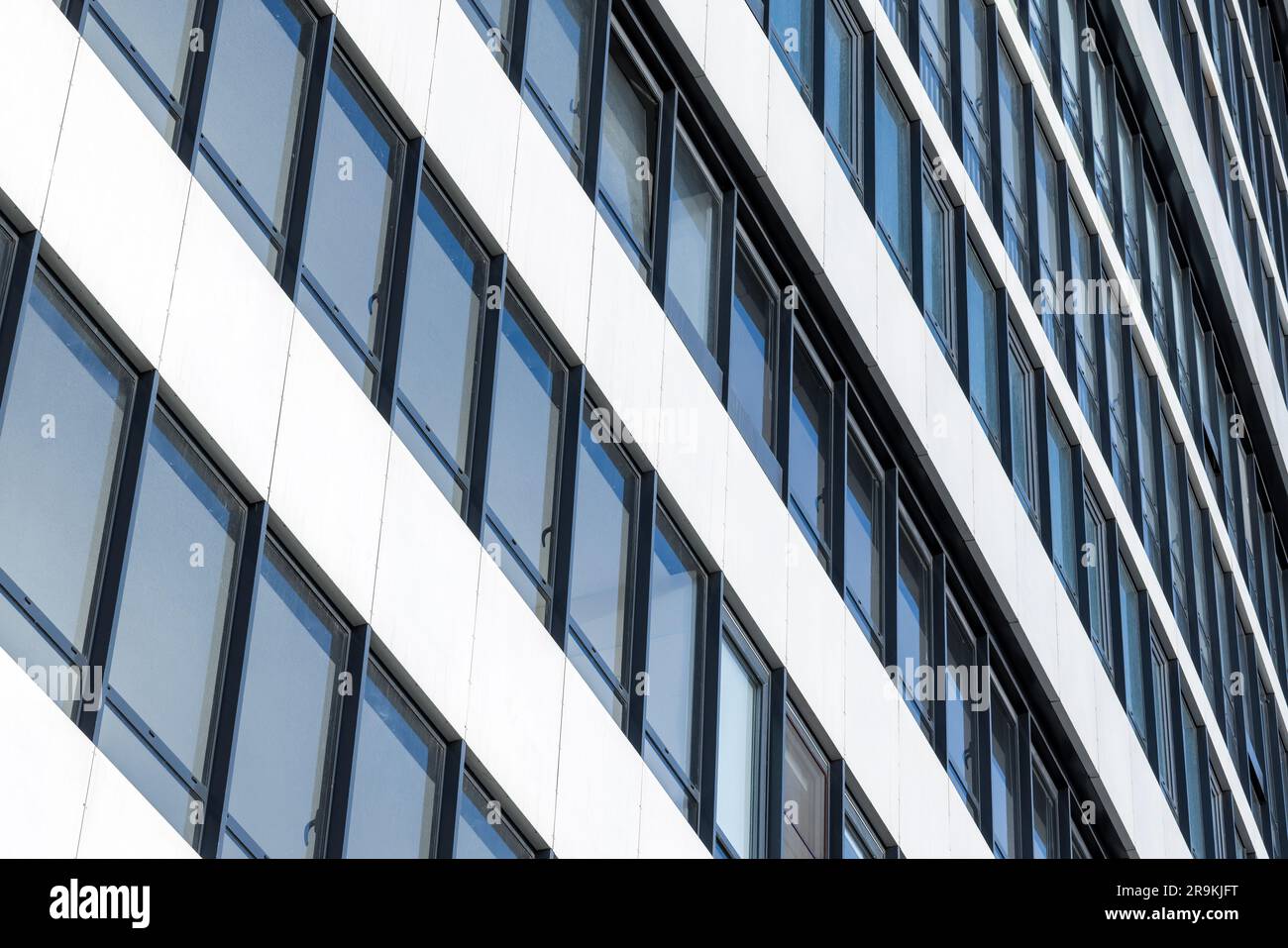 Abstract modern architecture background, white house facade with blue ...