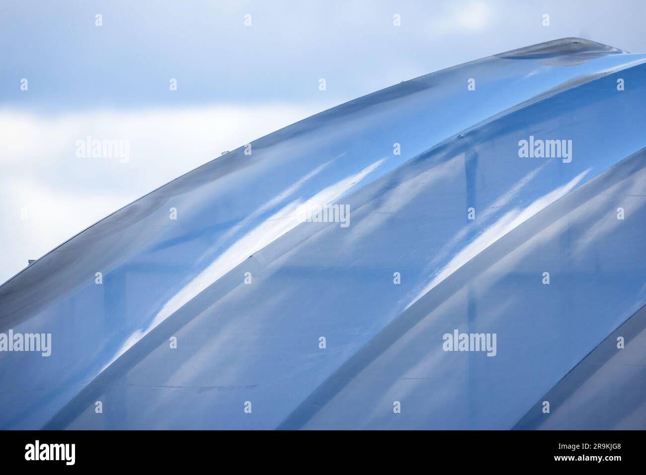 Flexible transparent roof structure of a greenhouse under blue sky ...