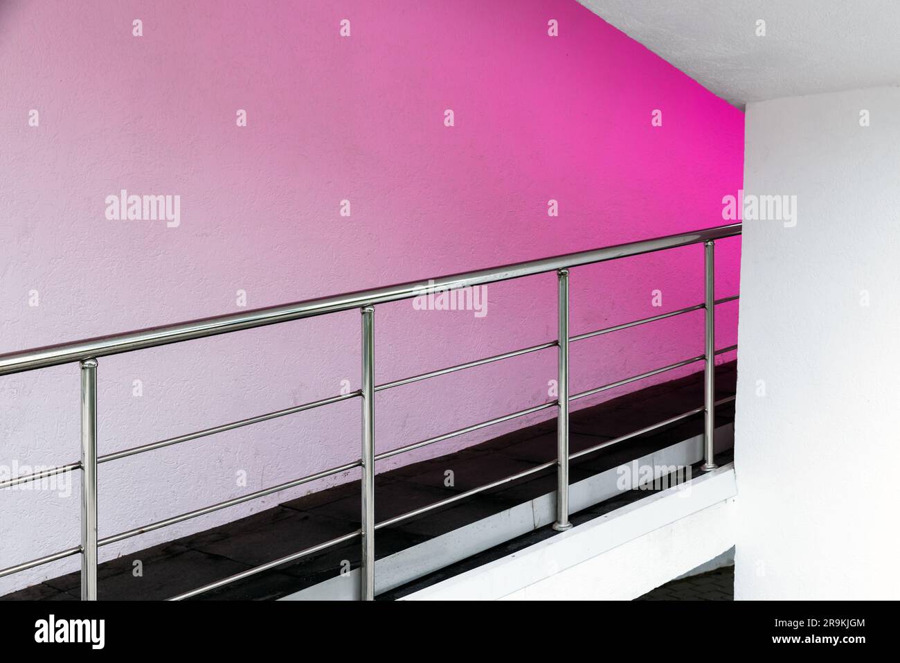 Abstract white minimal interior background with purple illumination of ...