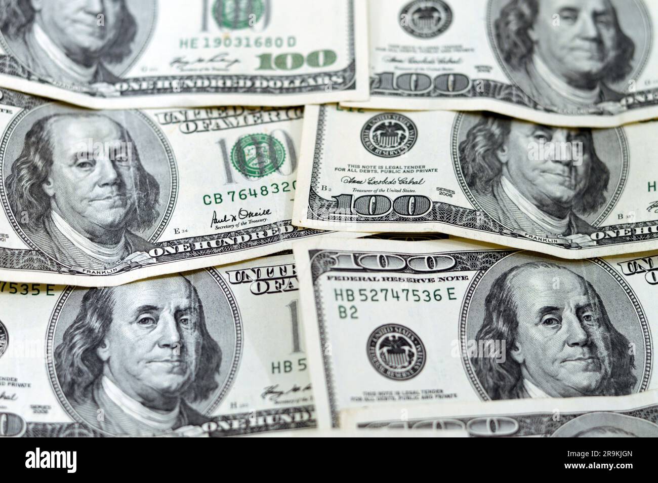 pile of 100 one hundred dollar banknote currency cash money old series ...