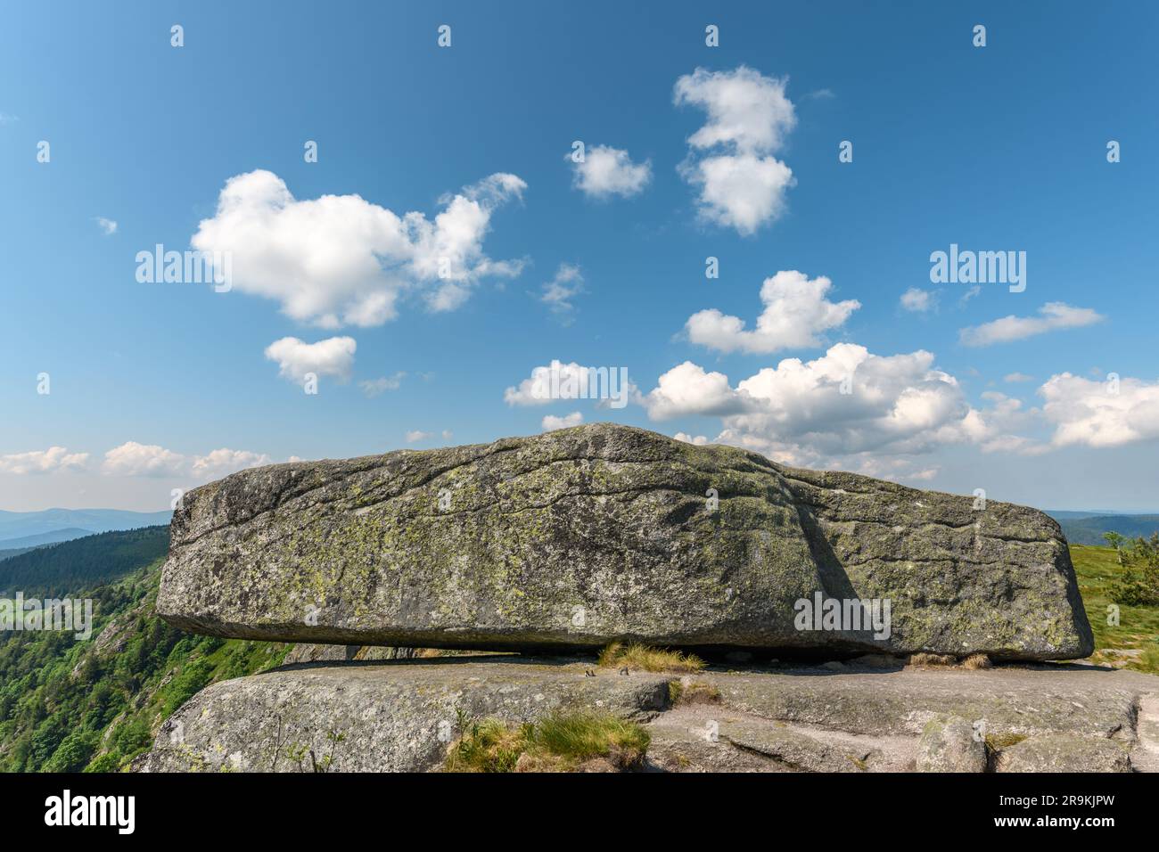 Granite rocks in the high Vosges in spring. Collectivite europeenne d ...