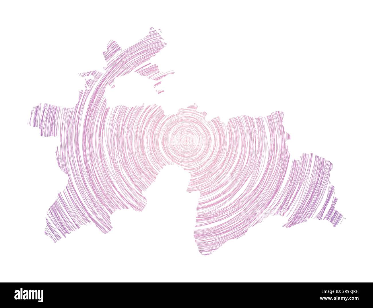 Tajikistan map filled with concentric circles. Sketch style circles in ...