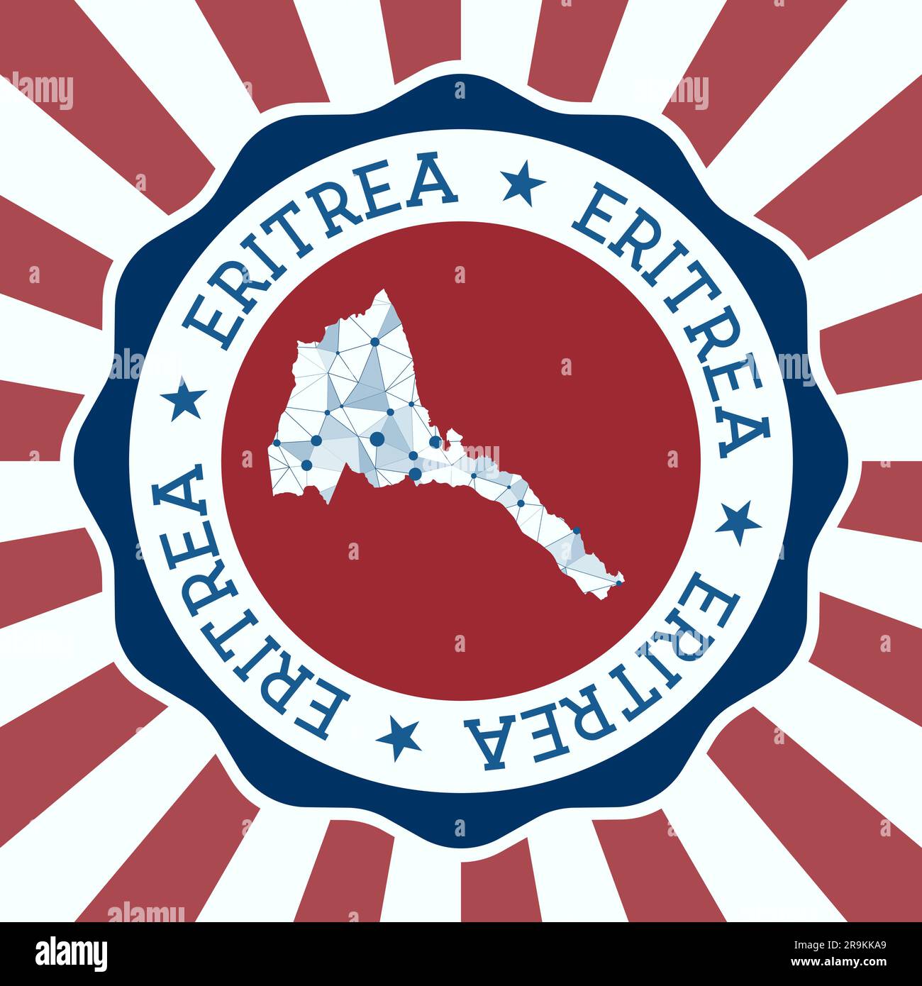 Eritrea Badge. Round logo of country with triangular mesh map and ...