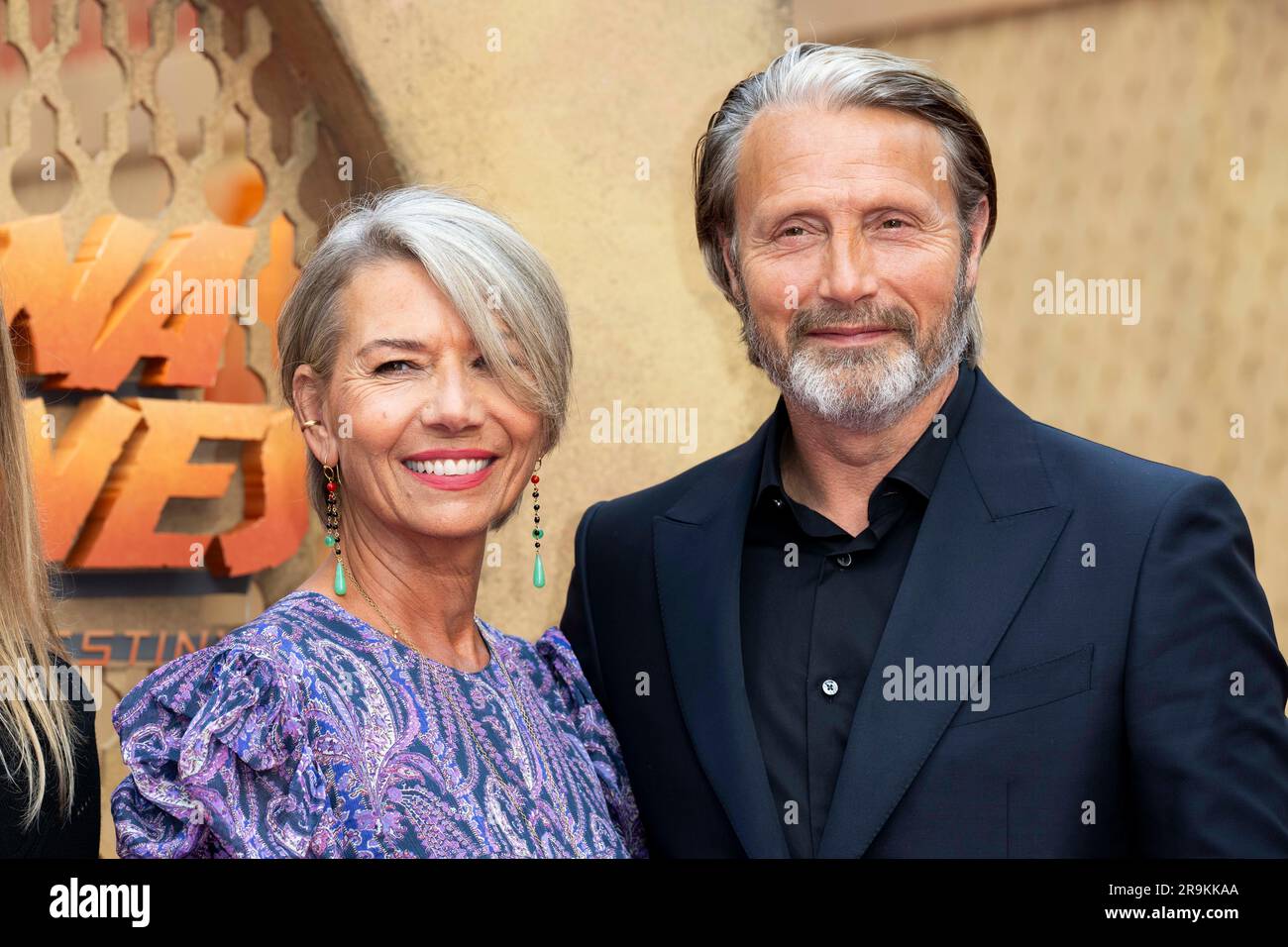 Hanne Jacobsen, left, Mads Mikkelsen pose for photographers upon ...