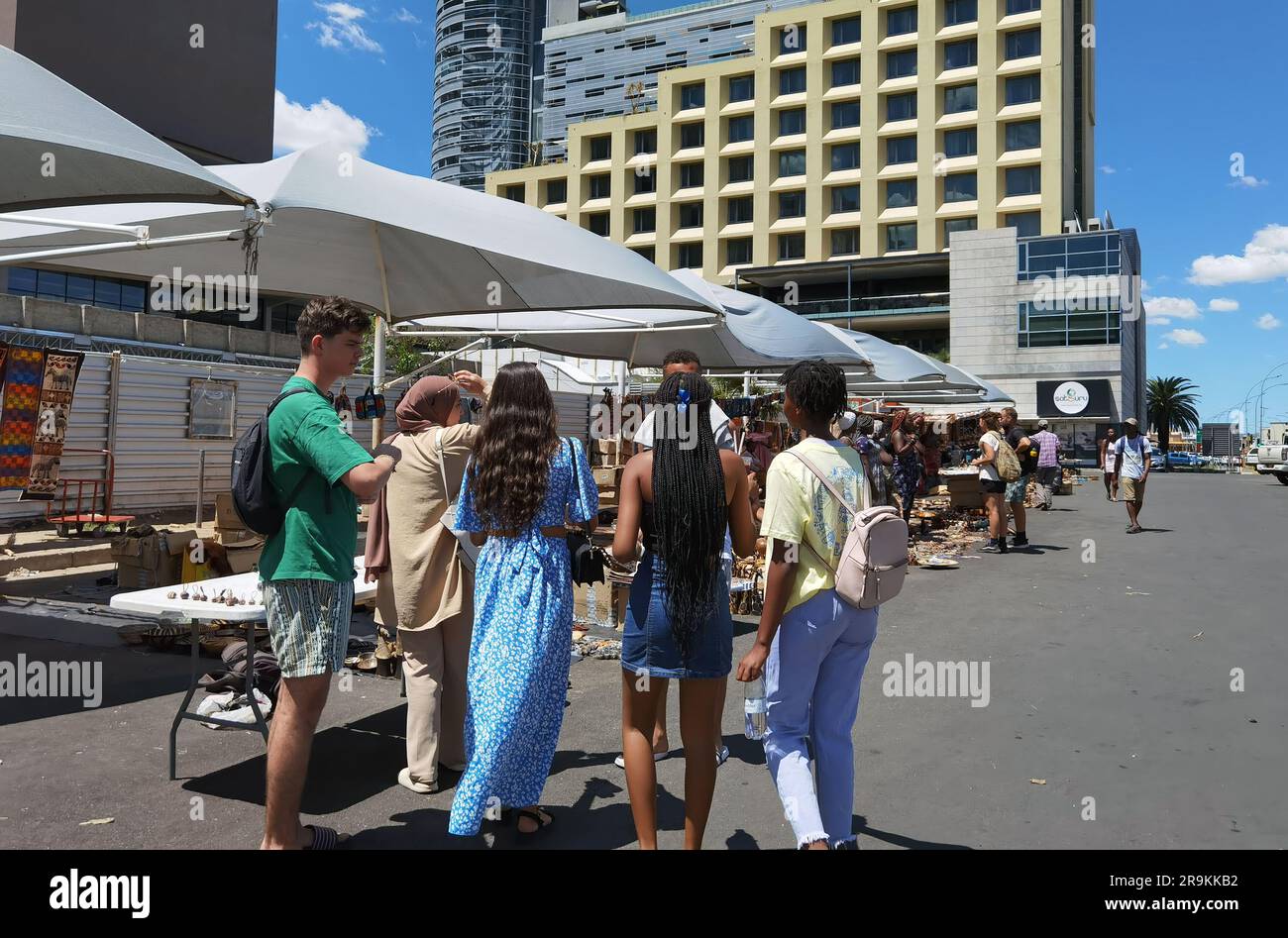 Windhoek, Namibia. 27th June, 2023. People visit an informal art and ...