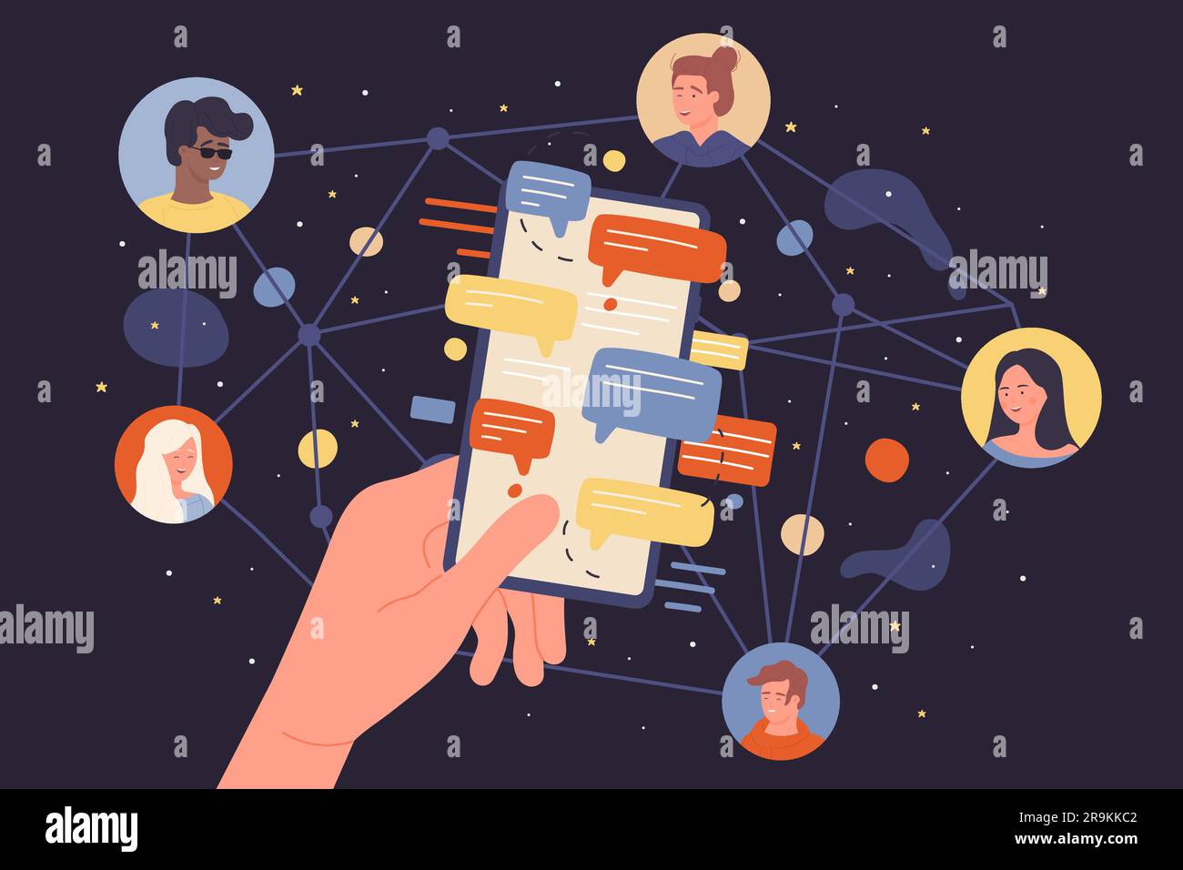 Diverse group friends using Stock Vector Images - Alamy