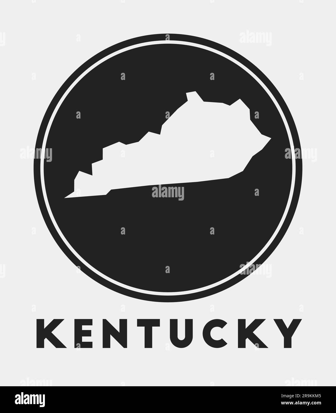 Kentucky icon. Round logo with US state map and title. Stylish Kentucky ...