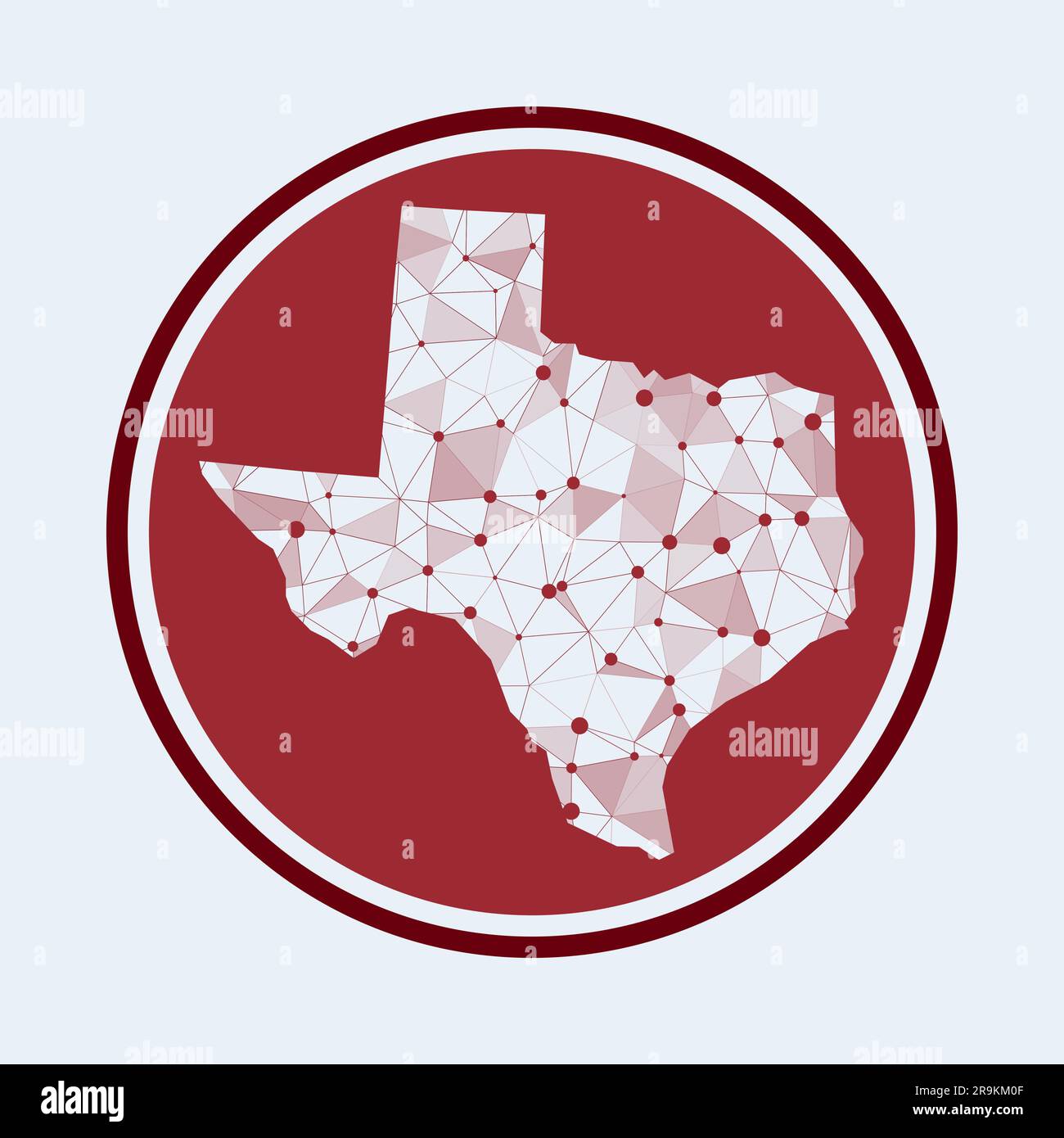 Texas icon. Trendy tech logo of the us state. Geometric mesh round ...