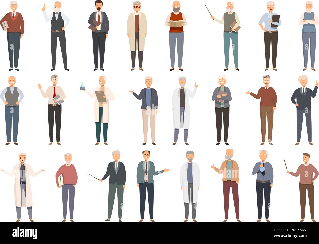 Professor icons set cartoon vector. Doctor school. Expert science Stock ...