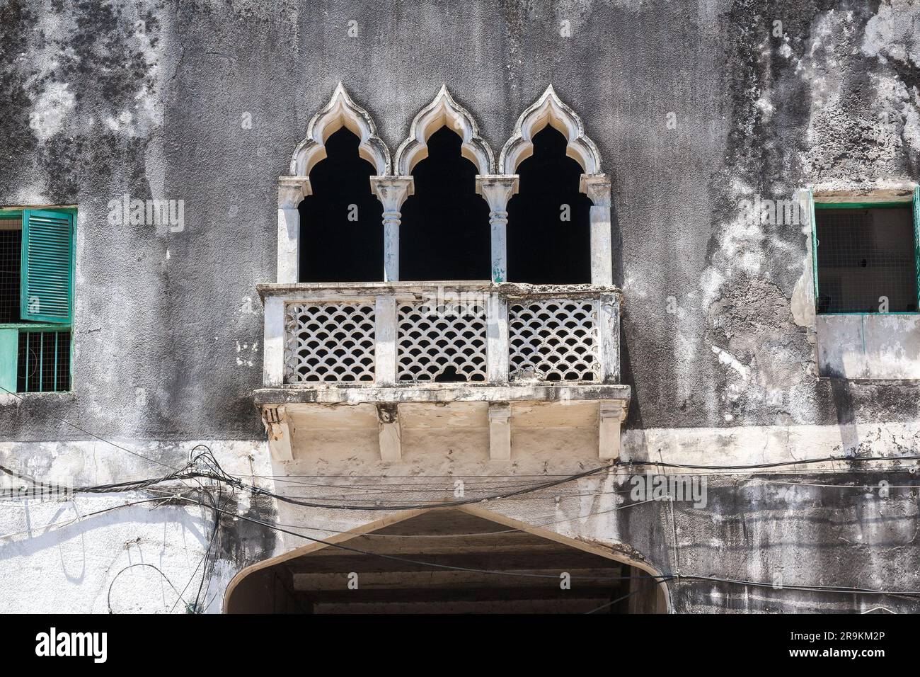 Vintage building with Arabic architecture style in a state of disrepair ...
