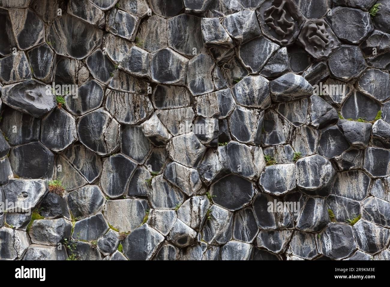 Natural pattern of hexagonal stone formations in Icelandic national ...