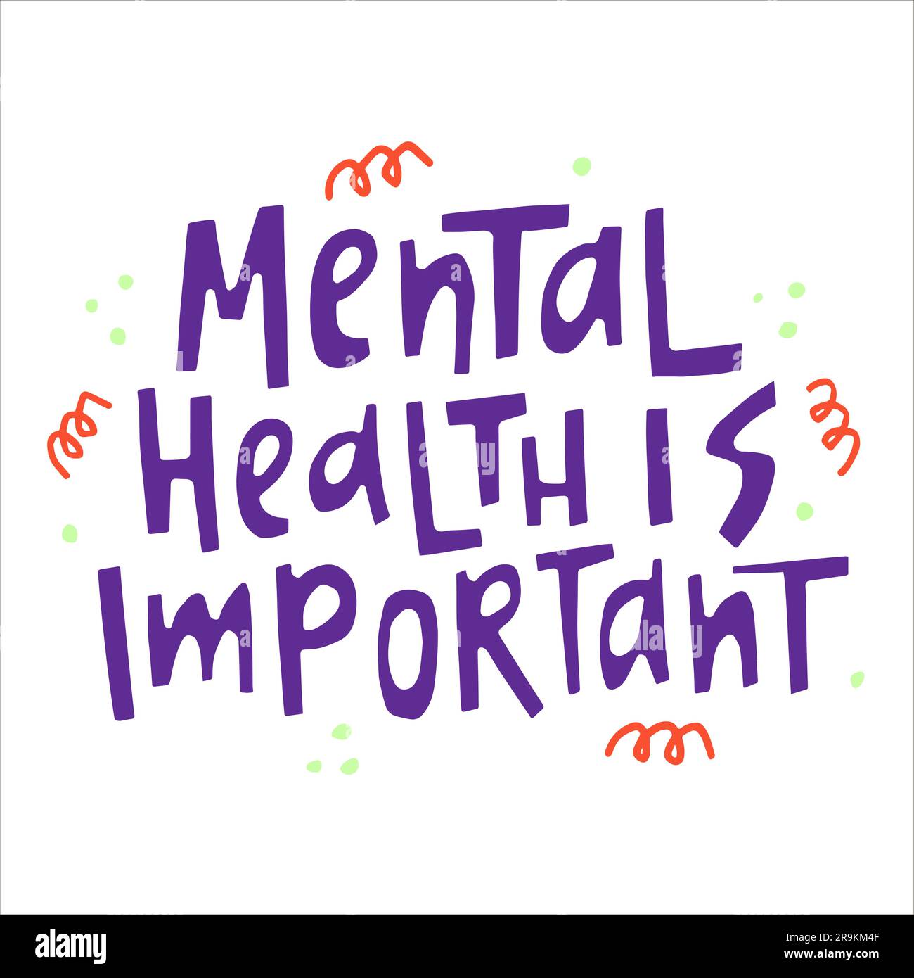 Mental health is important - hand-drawn quote. Creative lettering ...