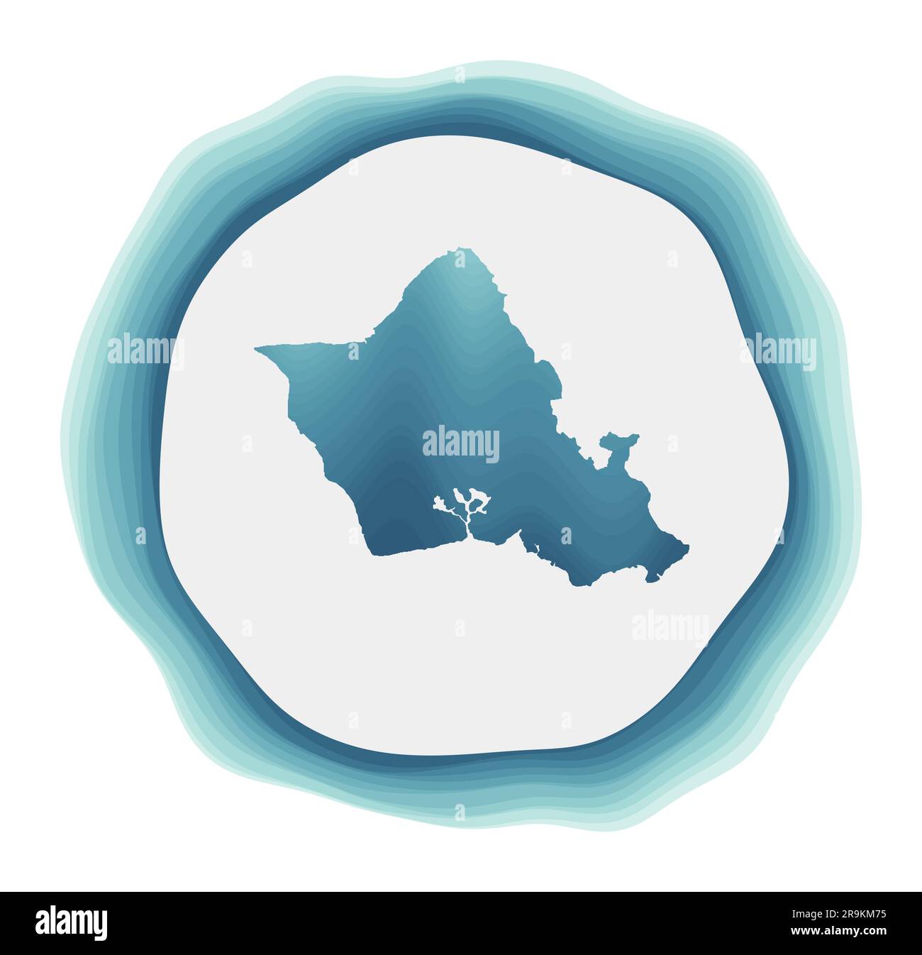 Oahu logo. Badge of the island. Layered circular sign around Oahu ...