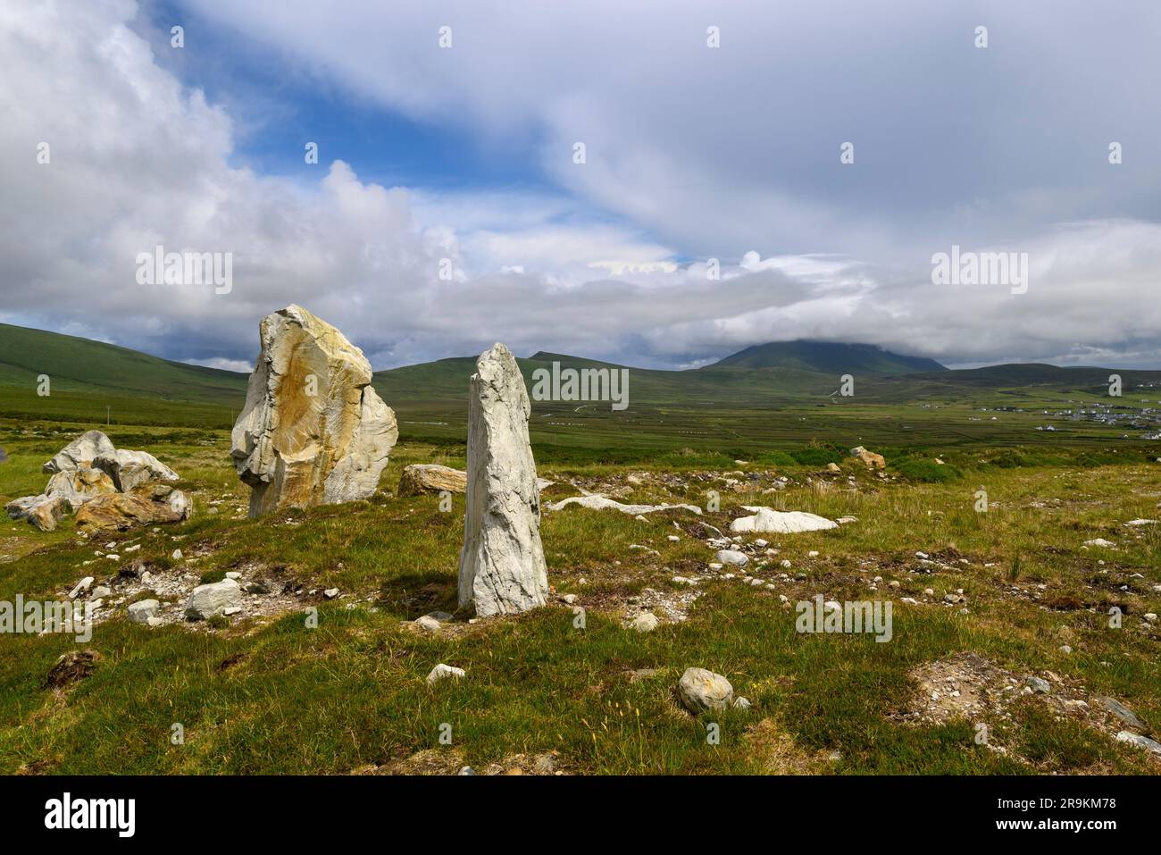 Limestone rocks in the landscape, Achill Island, County Mayo, Ireland ...