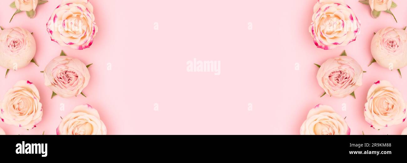 Banner made pink flowers hi-res stock photography and images - Alamy