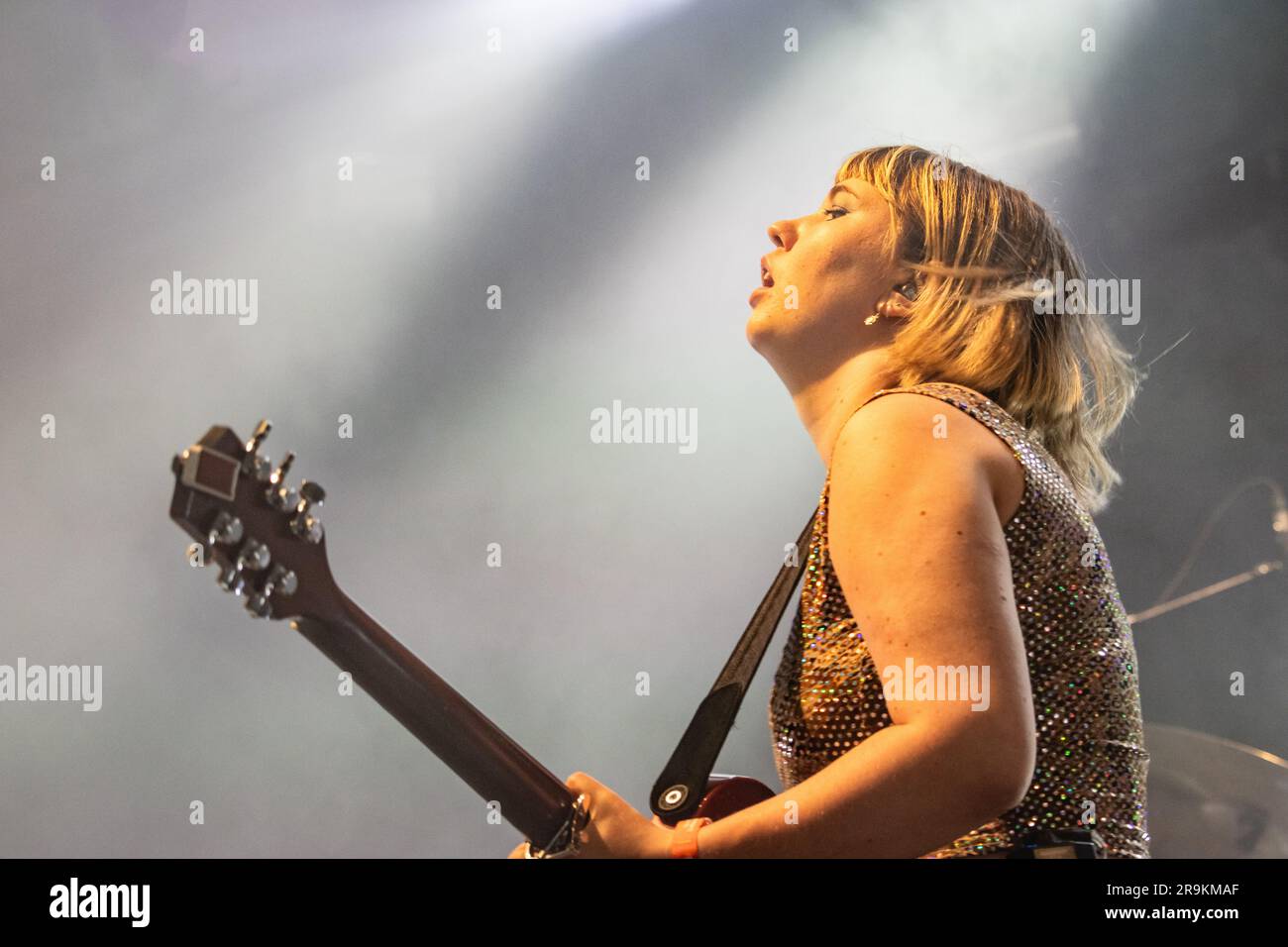 Roskilde, Denmark. 27th June, 2023. The Swedish indie rock band Girl ...