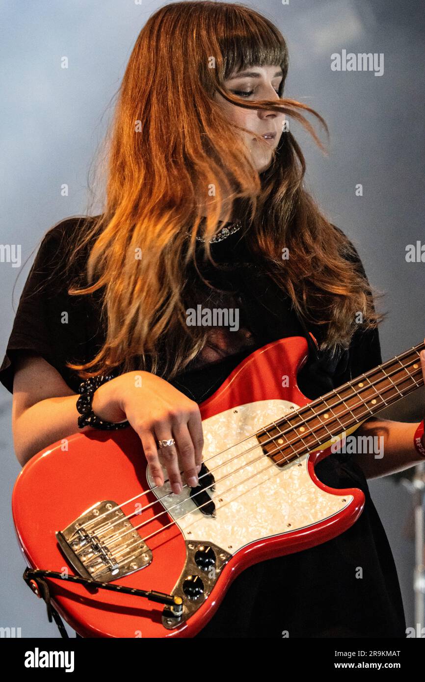 Roskilde, Denmark. 27th June, 2023. The Swedish indie rock band Girl ...