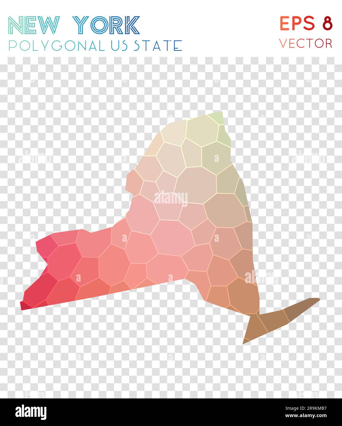 New York polygonal map, mosaic style US state. Awesome low poly style ...