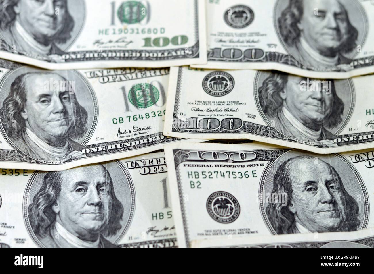 pile of 100 one hundred dollar banknote currency cash money old series with the portrait of ...