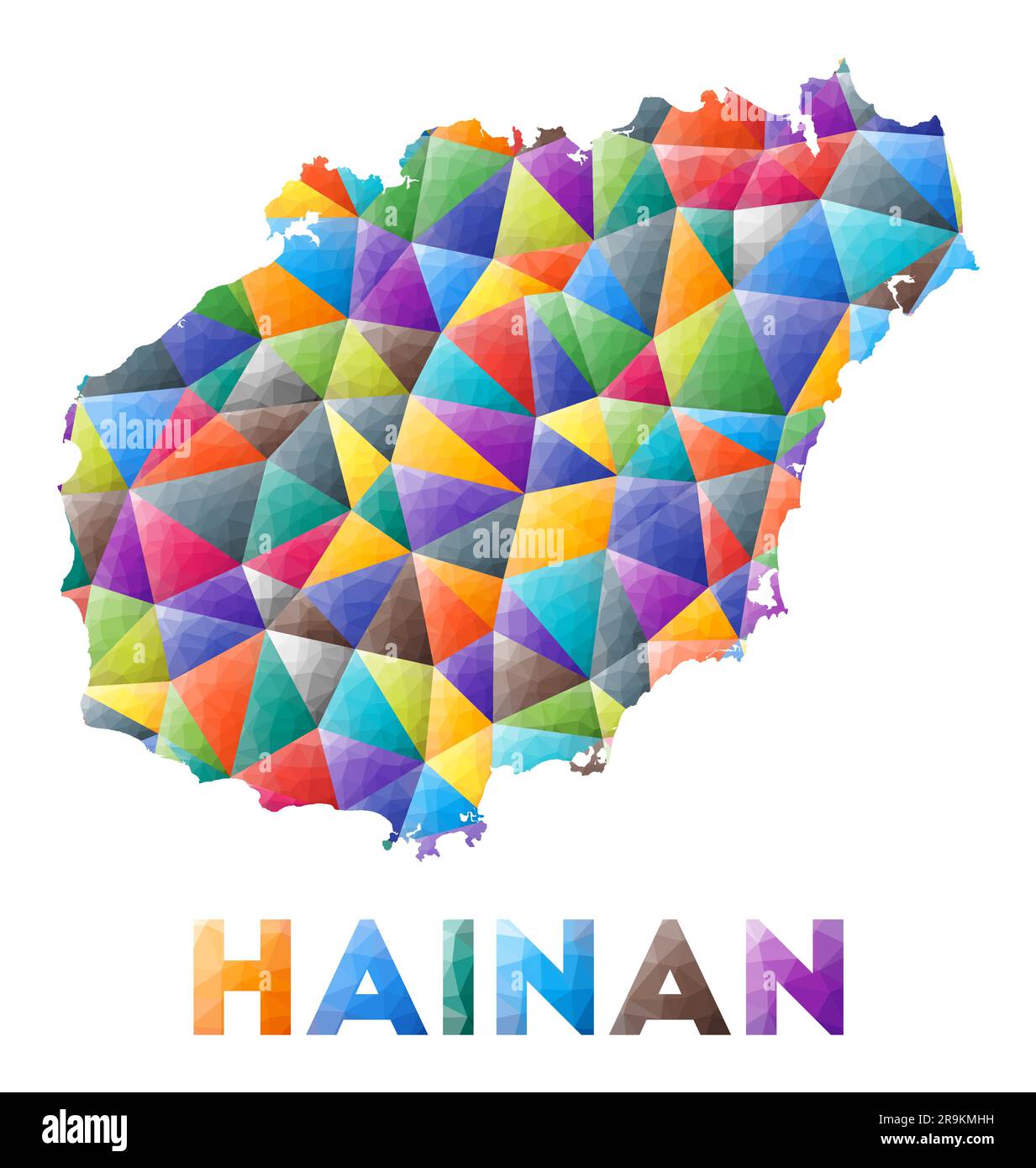 Hainan - colorful low poly island shape. Multicolor geometric triangles ...
