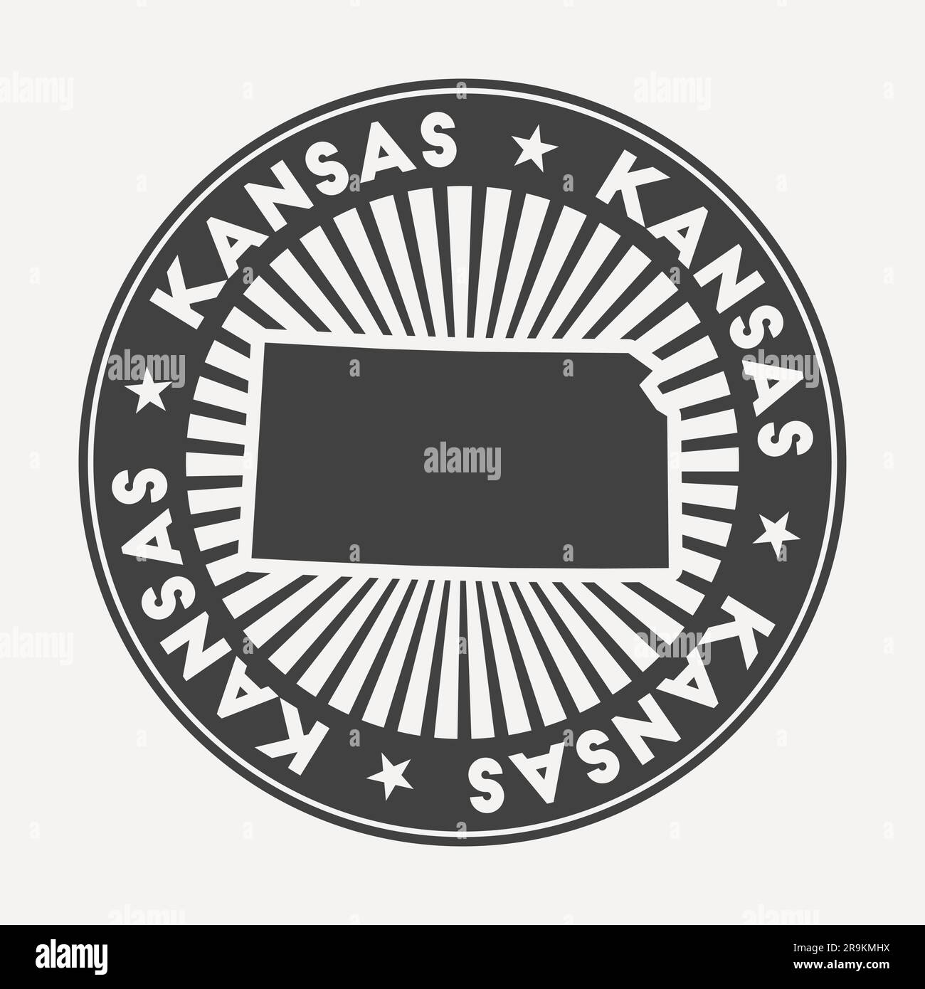 Kansas round logo. Vintage travel badge with the circular name and map ...