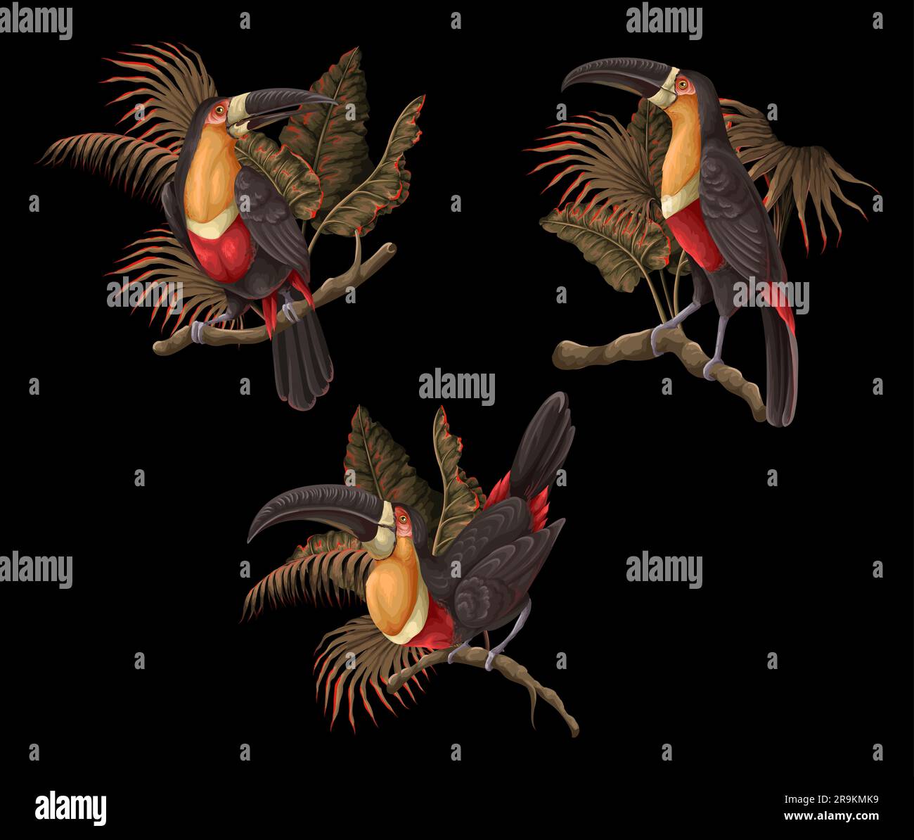 Yellow foliage on tree branches Stock Vector Images - Alamy