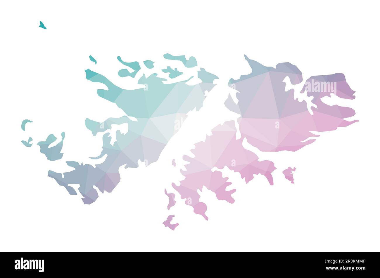 Polygonal map of Falklands. Geometric illustration of the country in ...