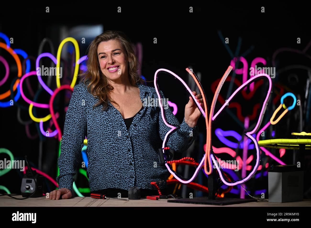 Melbourne, Australia. 22nd June, 2023. Neon light artist Carla O'Brien ...