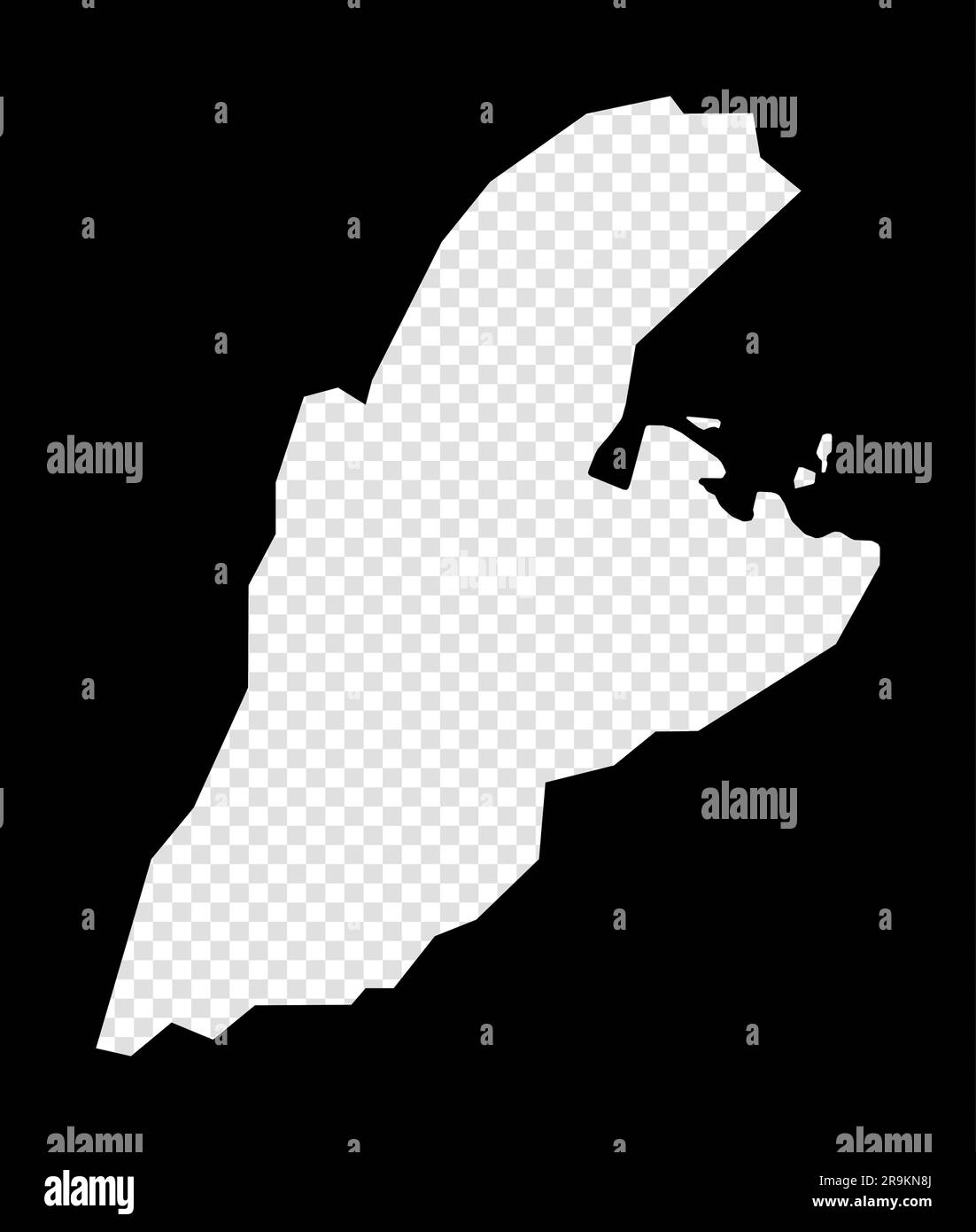 Stencil map of Kastellorizo. Simple and minimal transparent map of Kastellorizo. Black rectangle ...