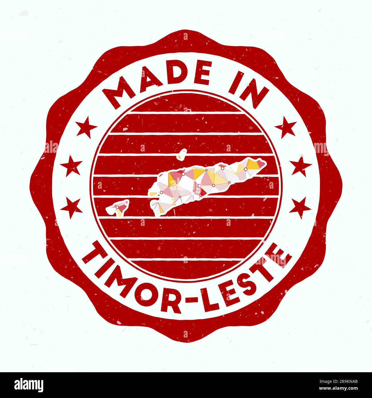 Made In Timor-Leste. Country round stamp. Seal of Timor-Leste with ...