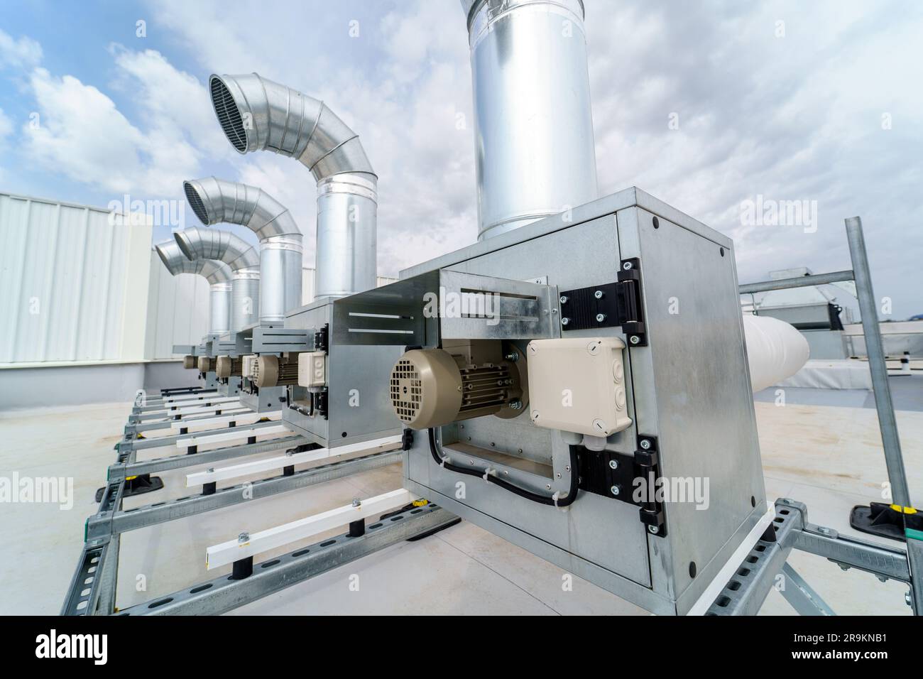The air conditioning system of a industrial building is located on the ...