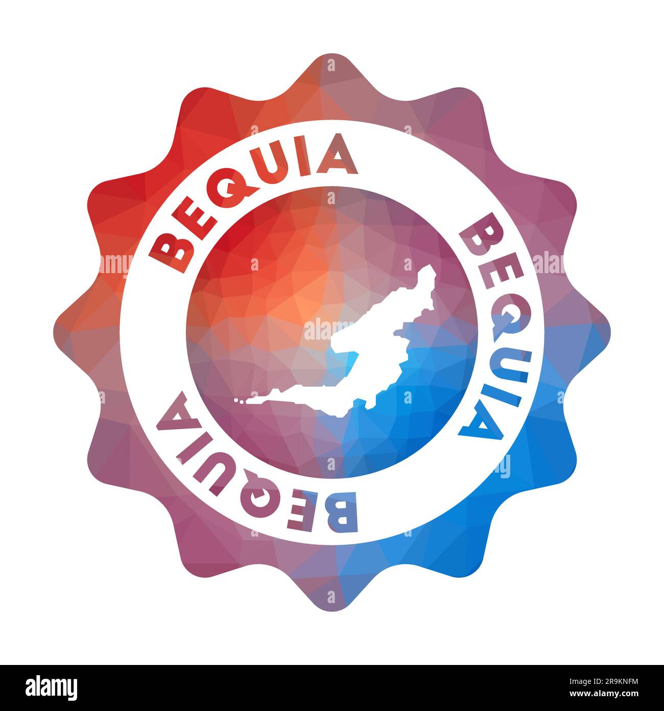 Bequia low poly logo. Colorful gradient travel logo of the island in ...