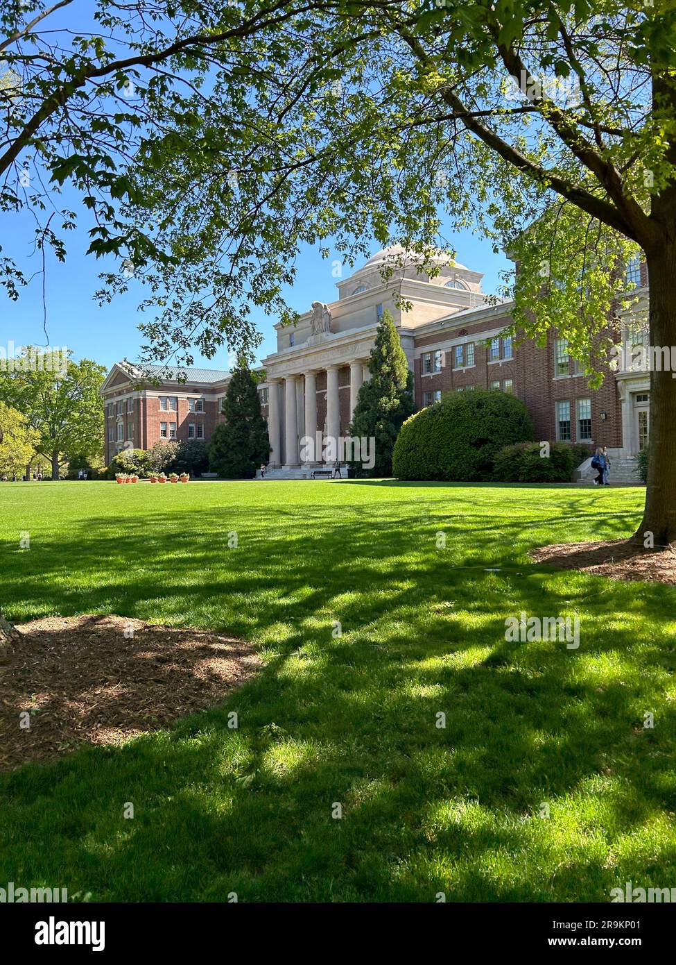 A bright sunny day illuminates the historic Chambers Hall of Davidson ...
