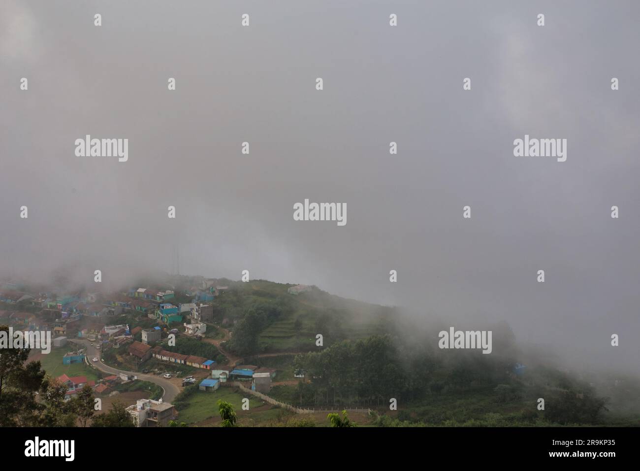 Beautiful rural village Poombarai View Over The Misty Clouds. Poombarai ...