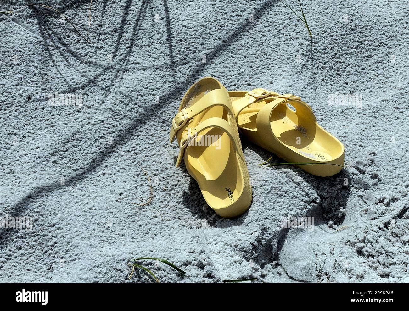 Plastic sandals on the beach Stock Photo - Alamy