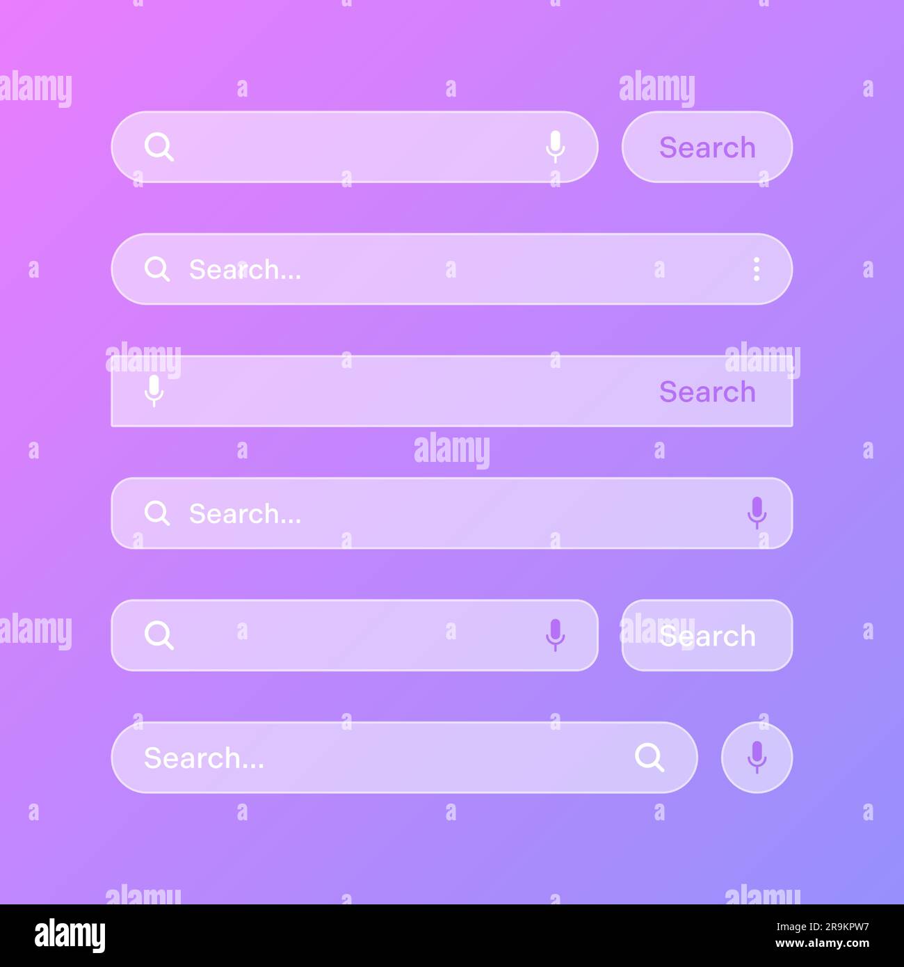 Various transparent search bar templates. Internet browser engine with ...