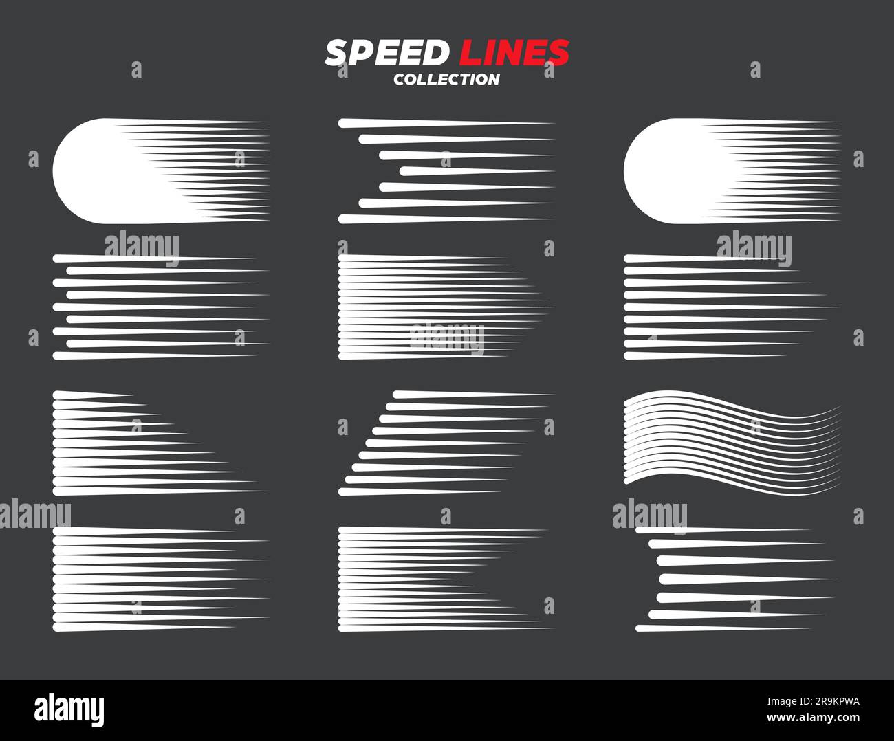 White cartoon or comic speed lines with round corners. Simple line with ...
