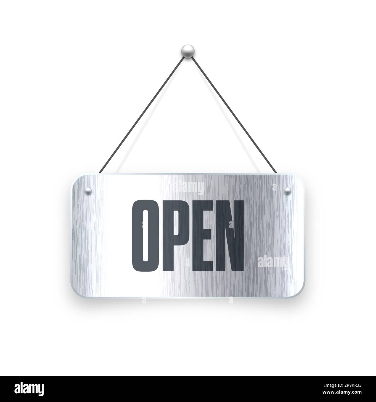 Brushed metal Open hanging signboard. Vintage door sign for cafe, restaurant, bar or retail ...