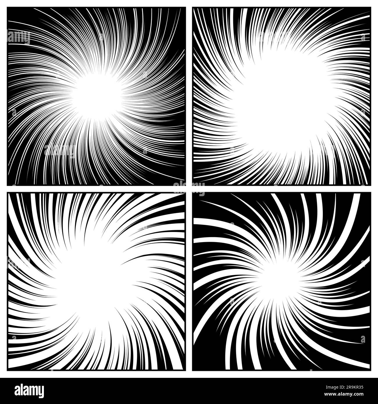 Twisted comic book radial rays, lines. Comics background with motion ...