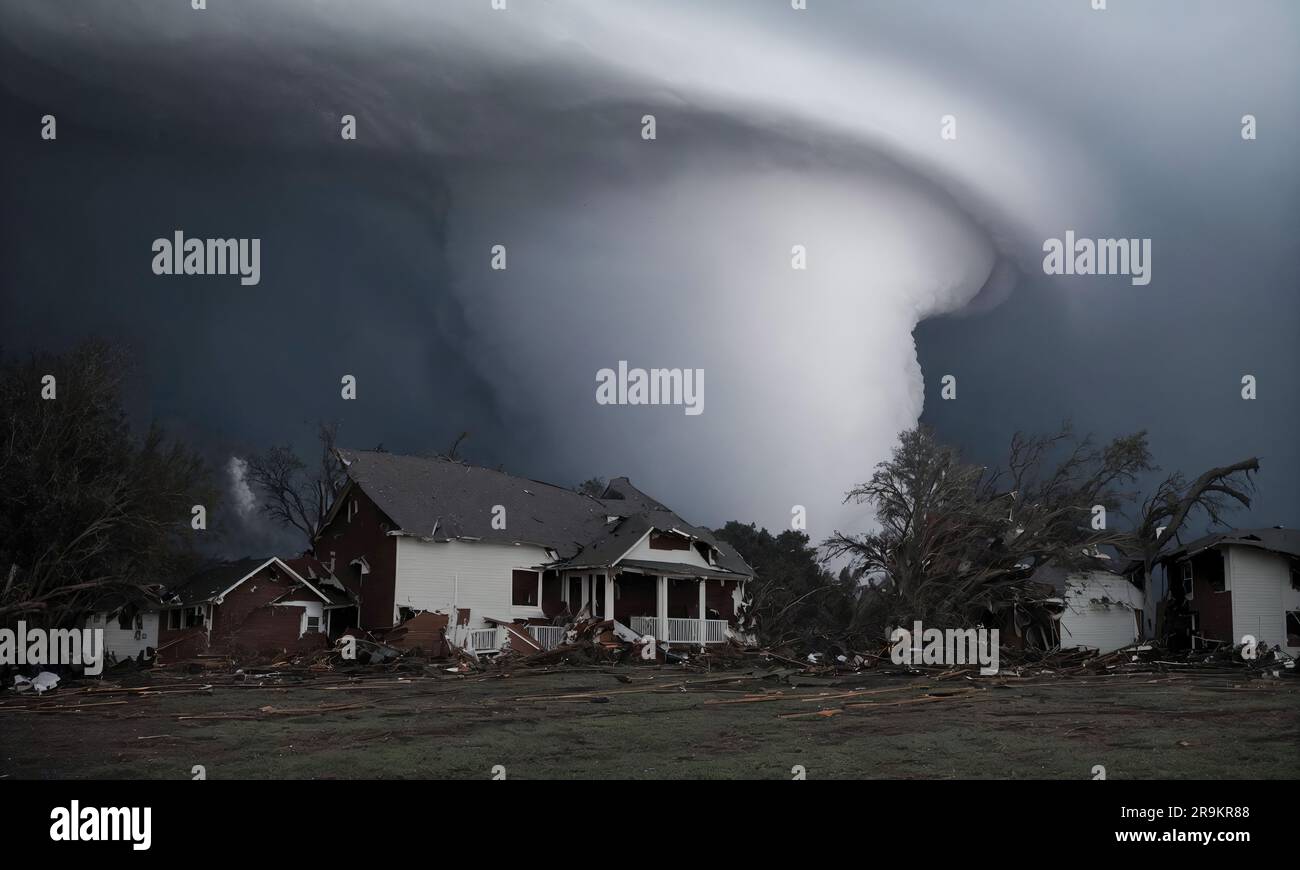 Aerial view of residential area after a natural disaster Stock Photo ...