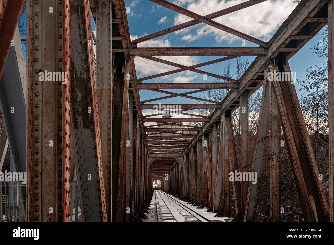 abandoned rusty train bridge under castle Stock Photo - Alamy