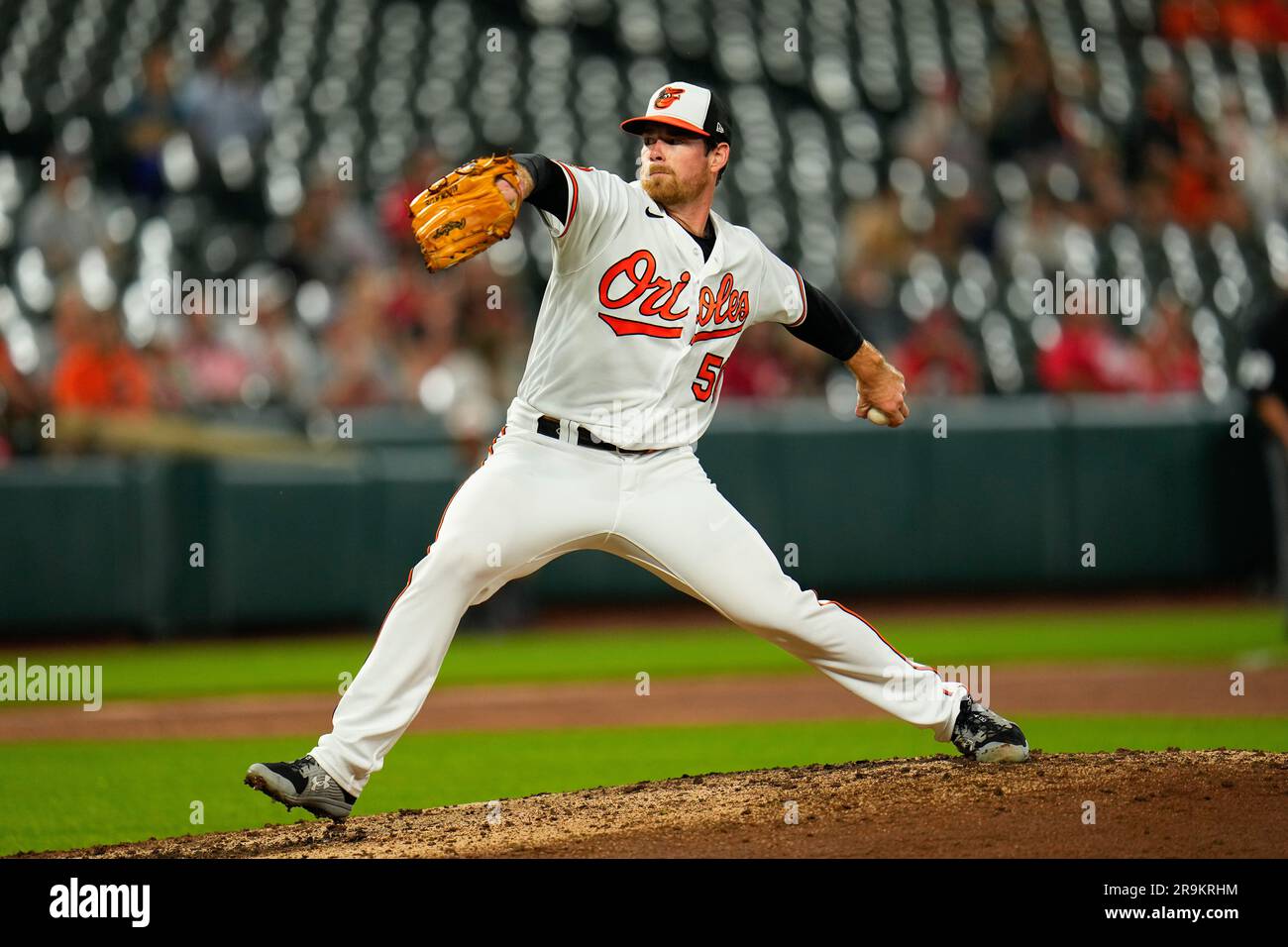 Baltimore Orioles relief pitcher Bruce Zimmermann throws a pitch in the ...