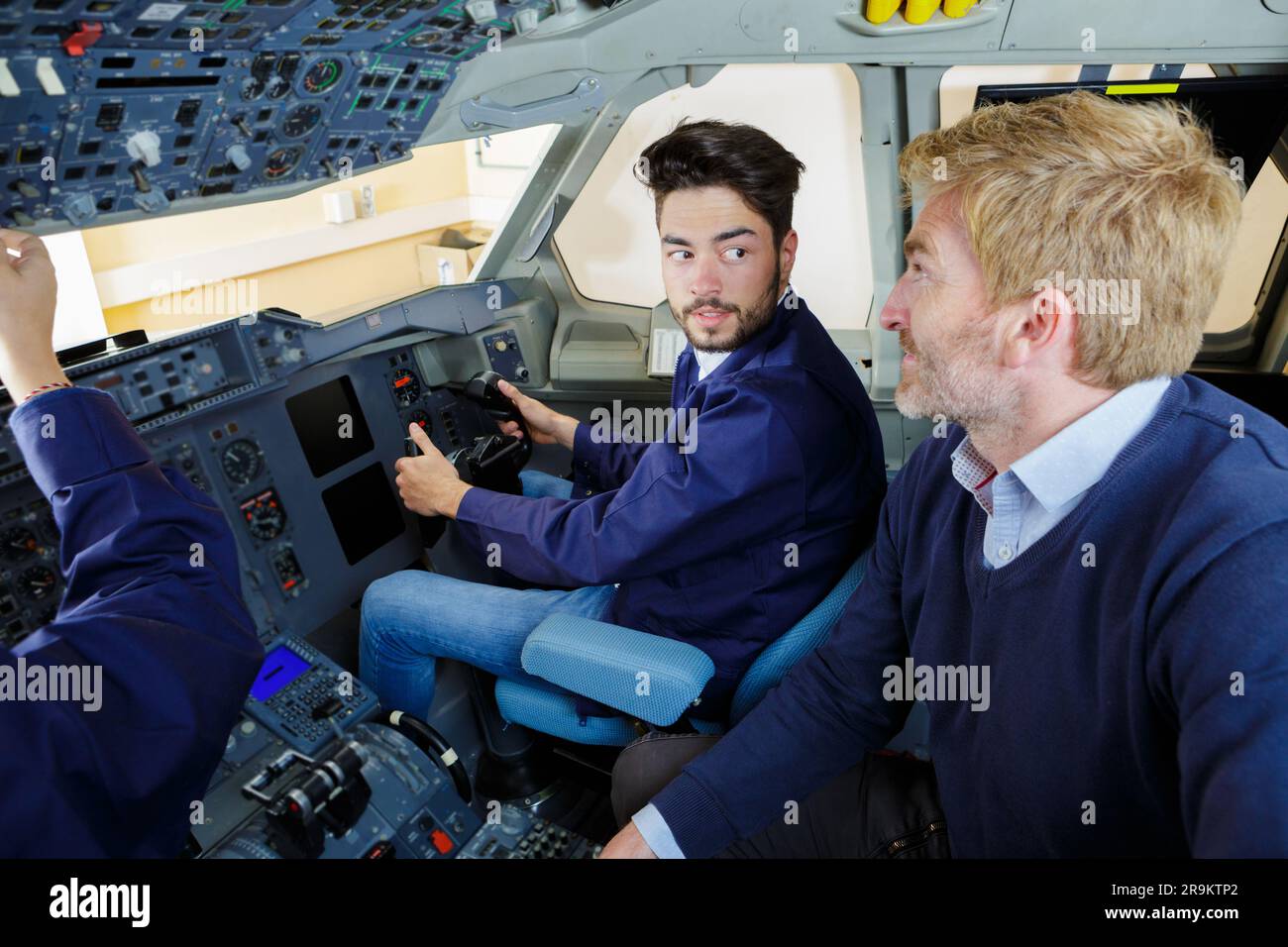 man and student in cockpit of aircraft Stock Photo - Alamy