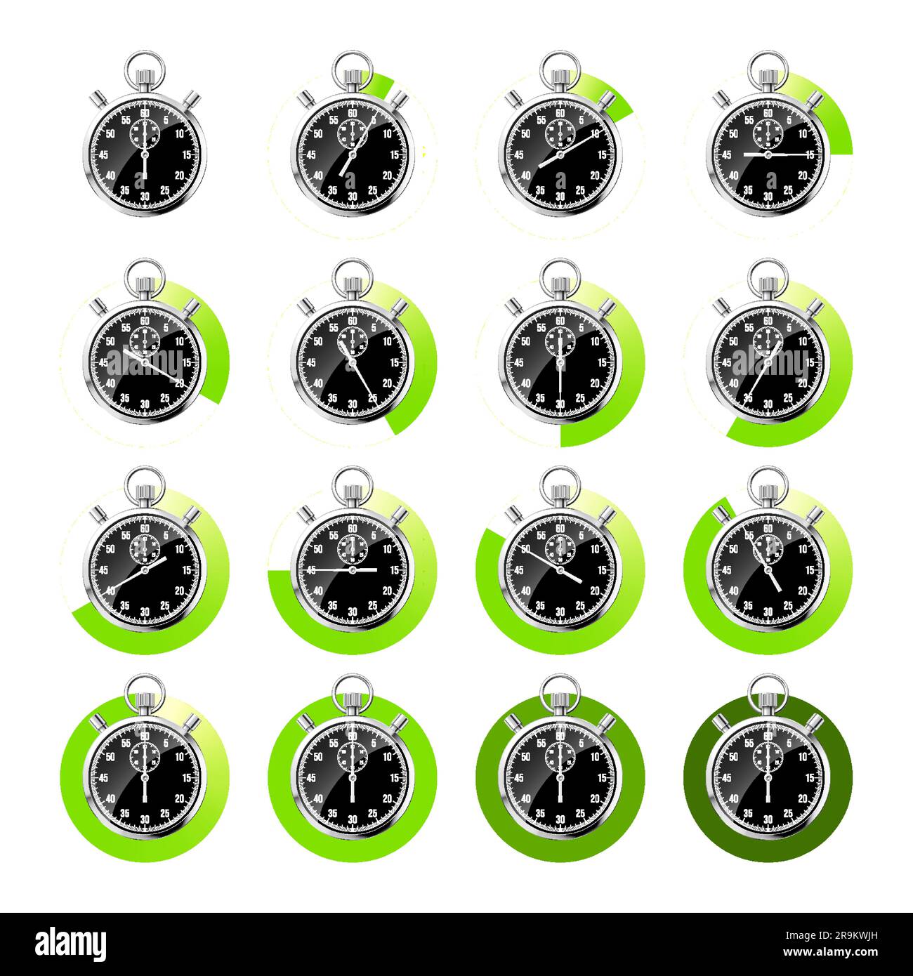 Realistic classic stopwatch. Shiny metal chronometer, black time ...