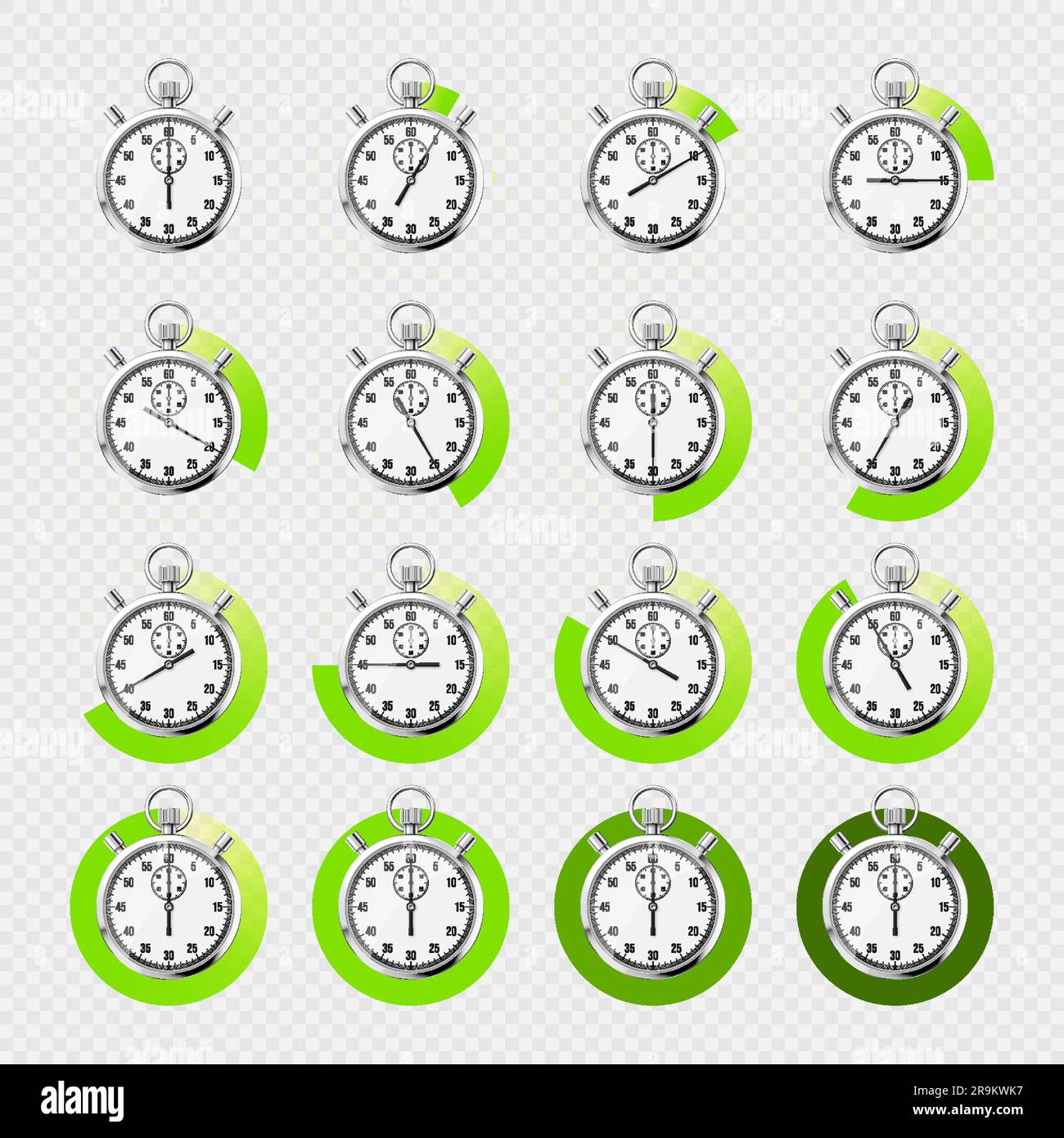 Realistic classic stopwatch. Shiny metal chronometer, time counter with ...