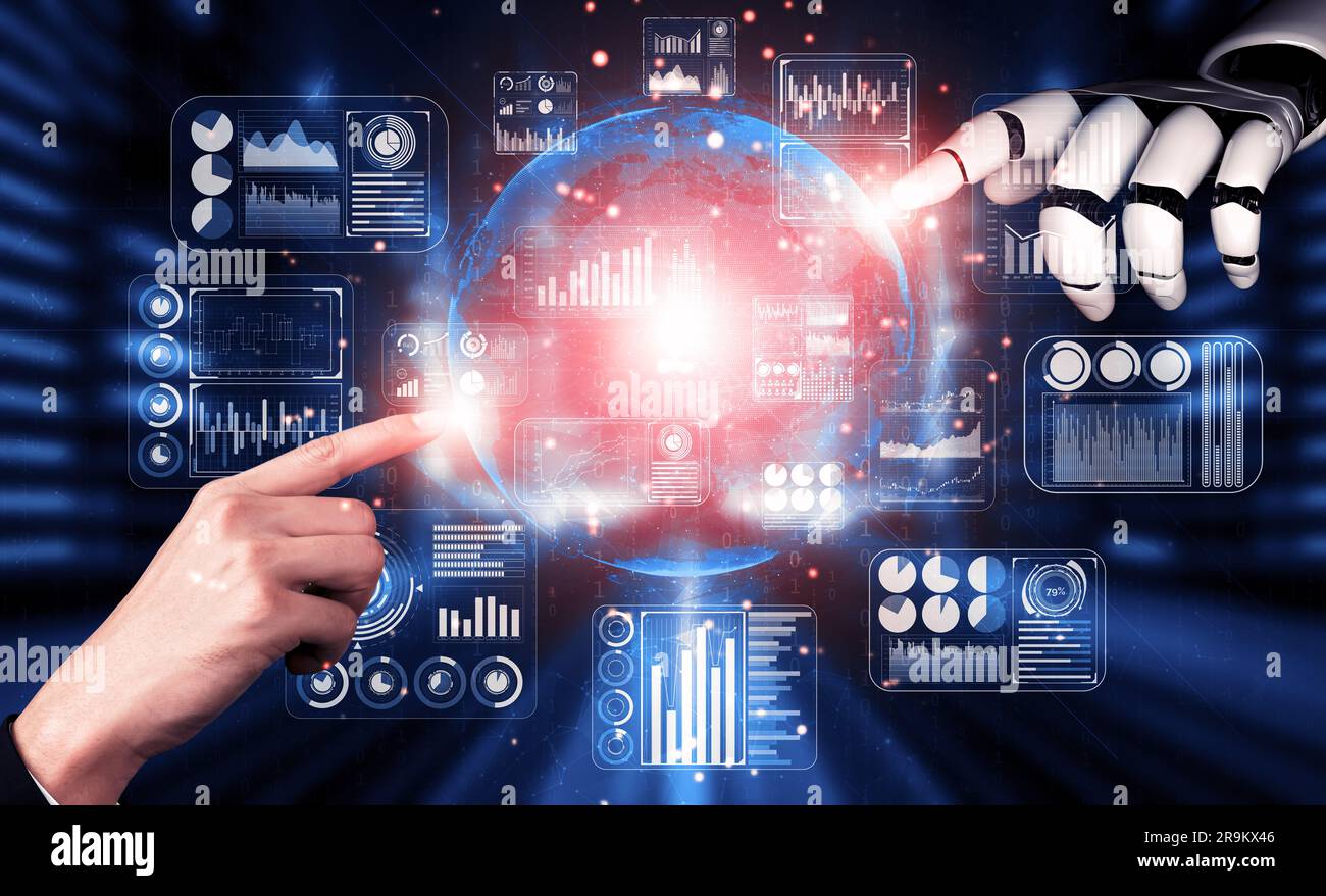 3D rendering artificial intelligence AI research of robot and cyborg ...