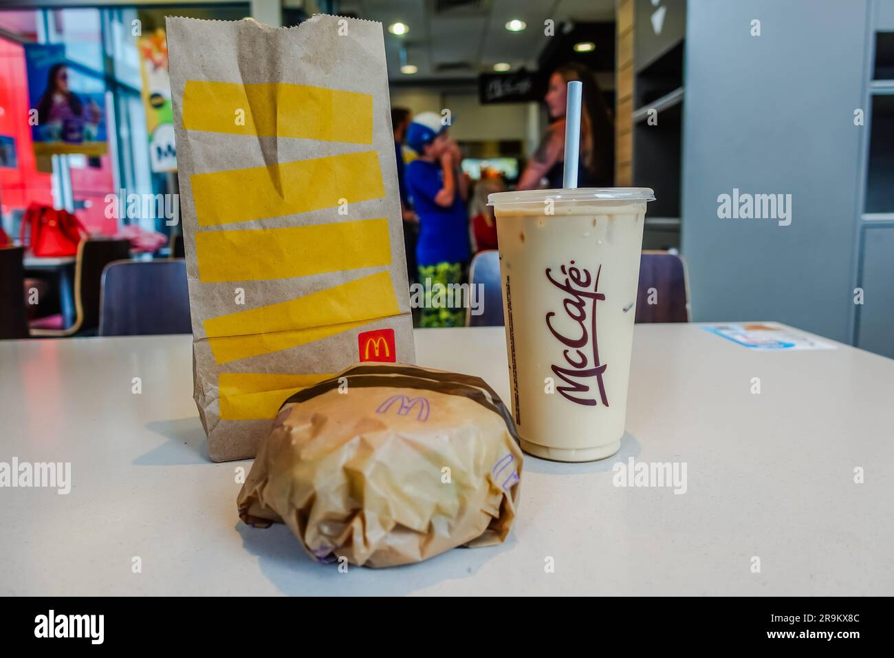 Mcdonalds burger and drink Stock Photo - Alamy