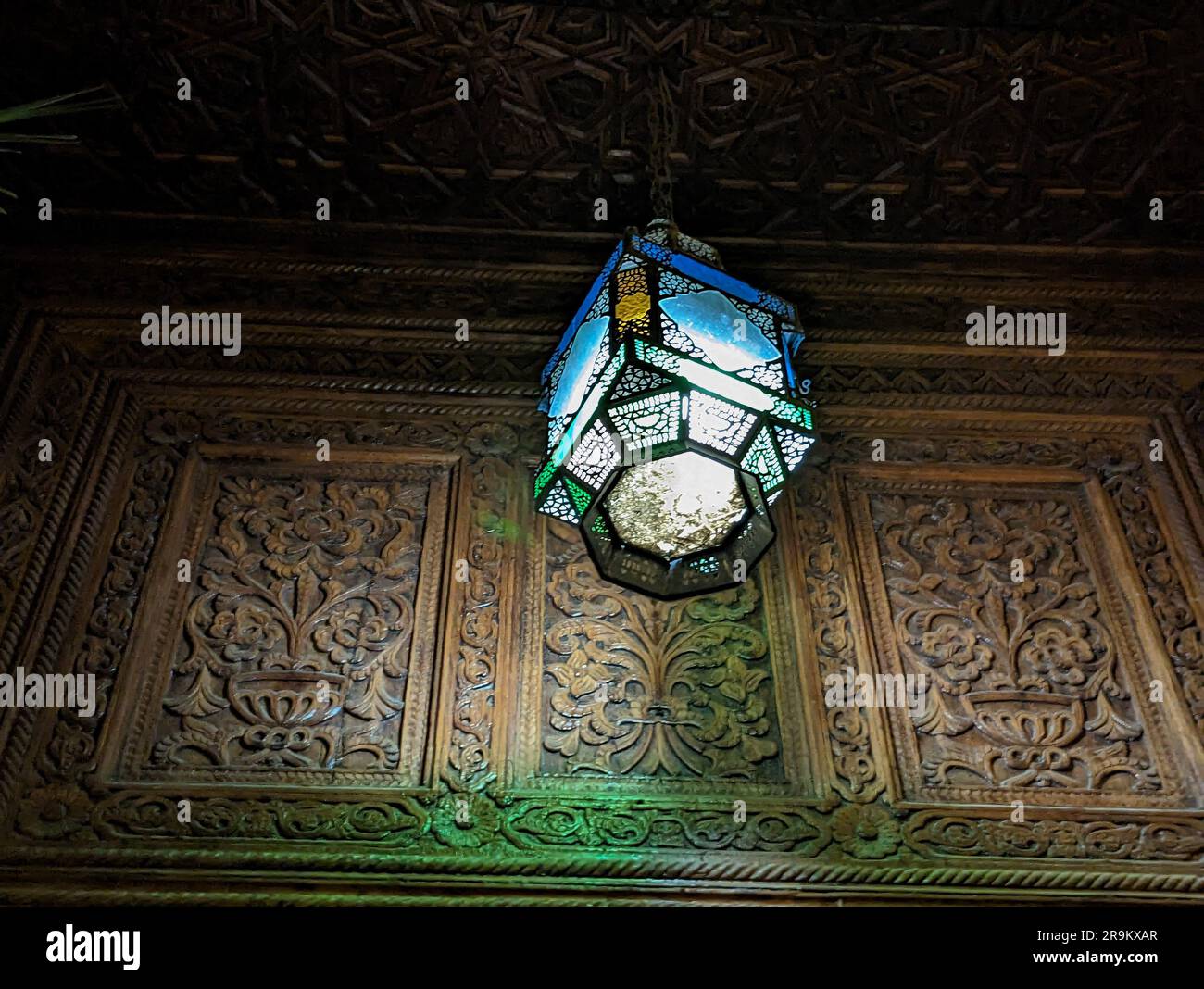 Traditional metal lantern in palace in the medina of fes hi-res stock ...