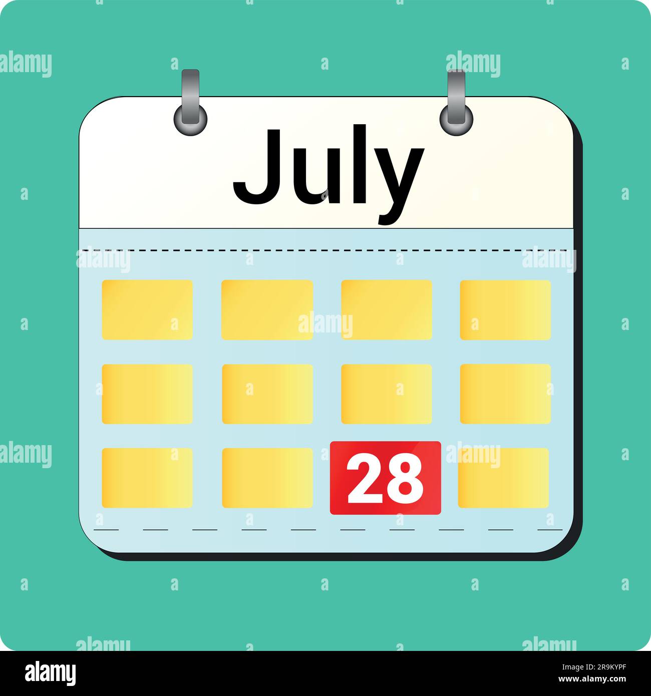 calendar vector drawing, date JULY 28 on the page Stock Vector Image ...